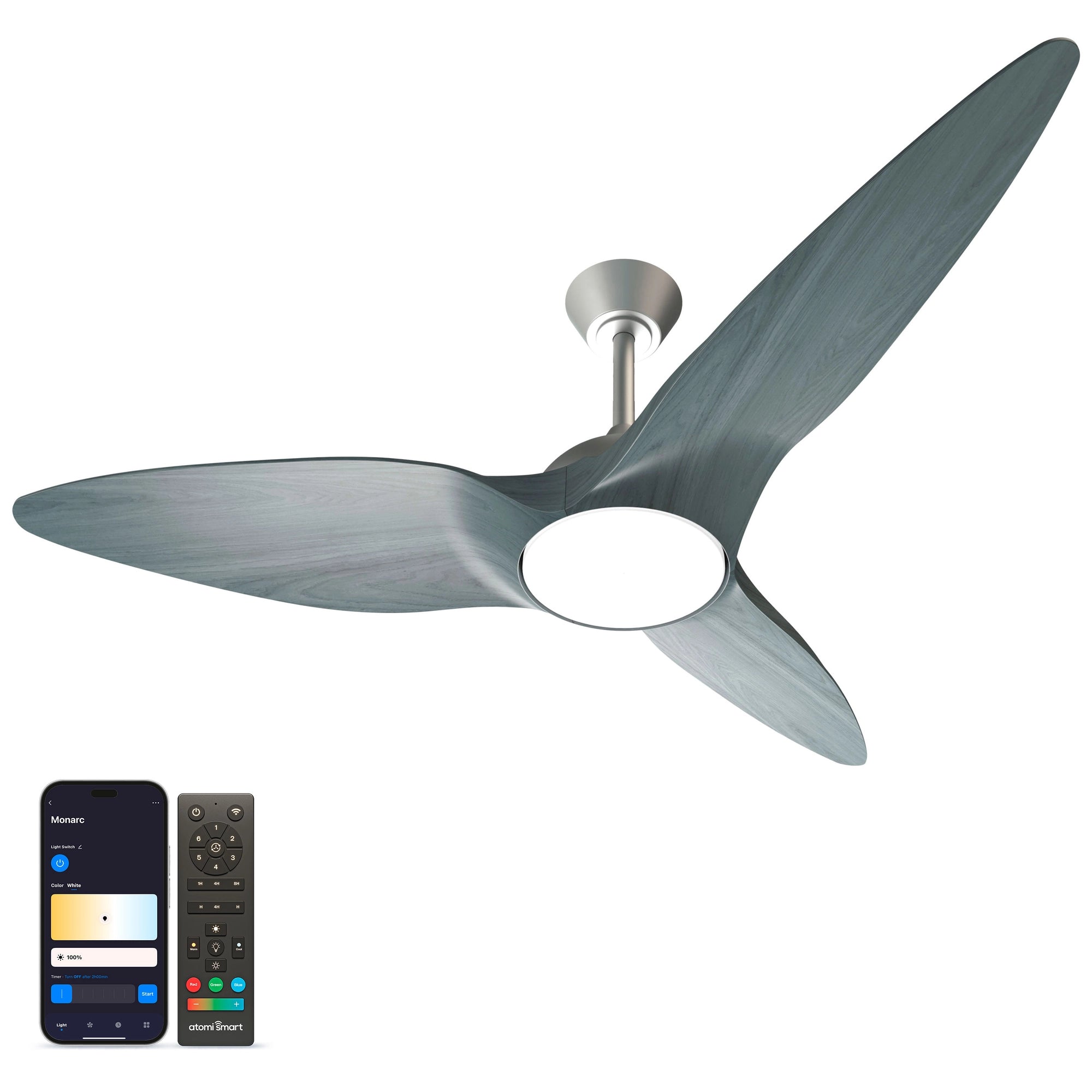 Monarc Smart Ceiling Fan | 52" LED Indoor Ceiling Fan – Atomi Smart
